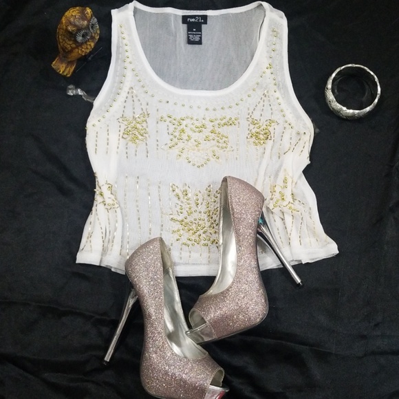 Rue21 | Tops | See Through Hand Beaded Crop Top | Poshmark